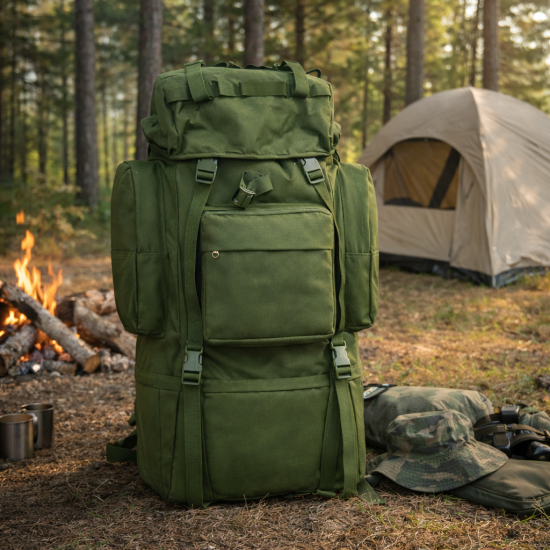 Rucsac Drumetie XXL, 80L, 75x35x30CM, Impermeabil, Verde
