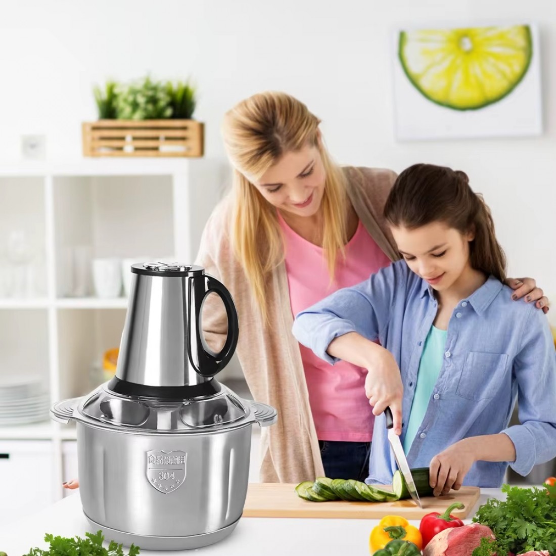Tocator electric carne si legume, 5 lame inox, 3 viteze, capacitate 5L ...